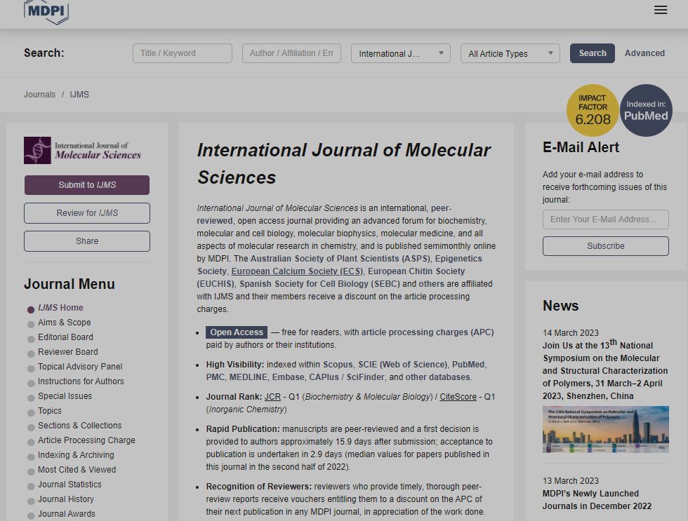 INT J MOL SCI impact factor, what are the districts - iMedia