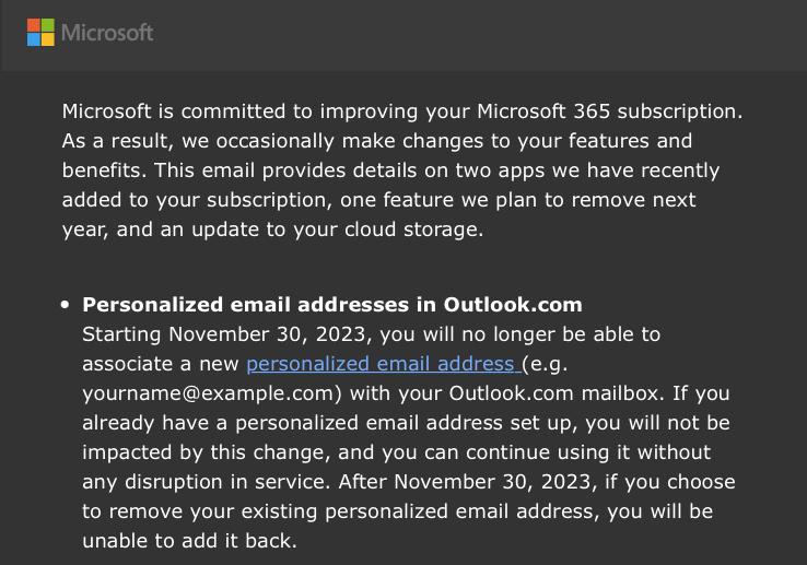 Microsoft: Outlook will no longer provide individuals with personalized ...