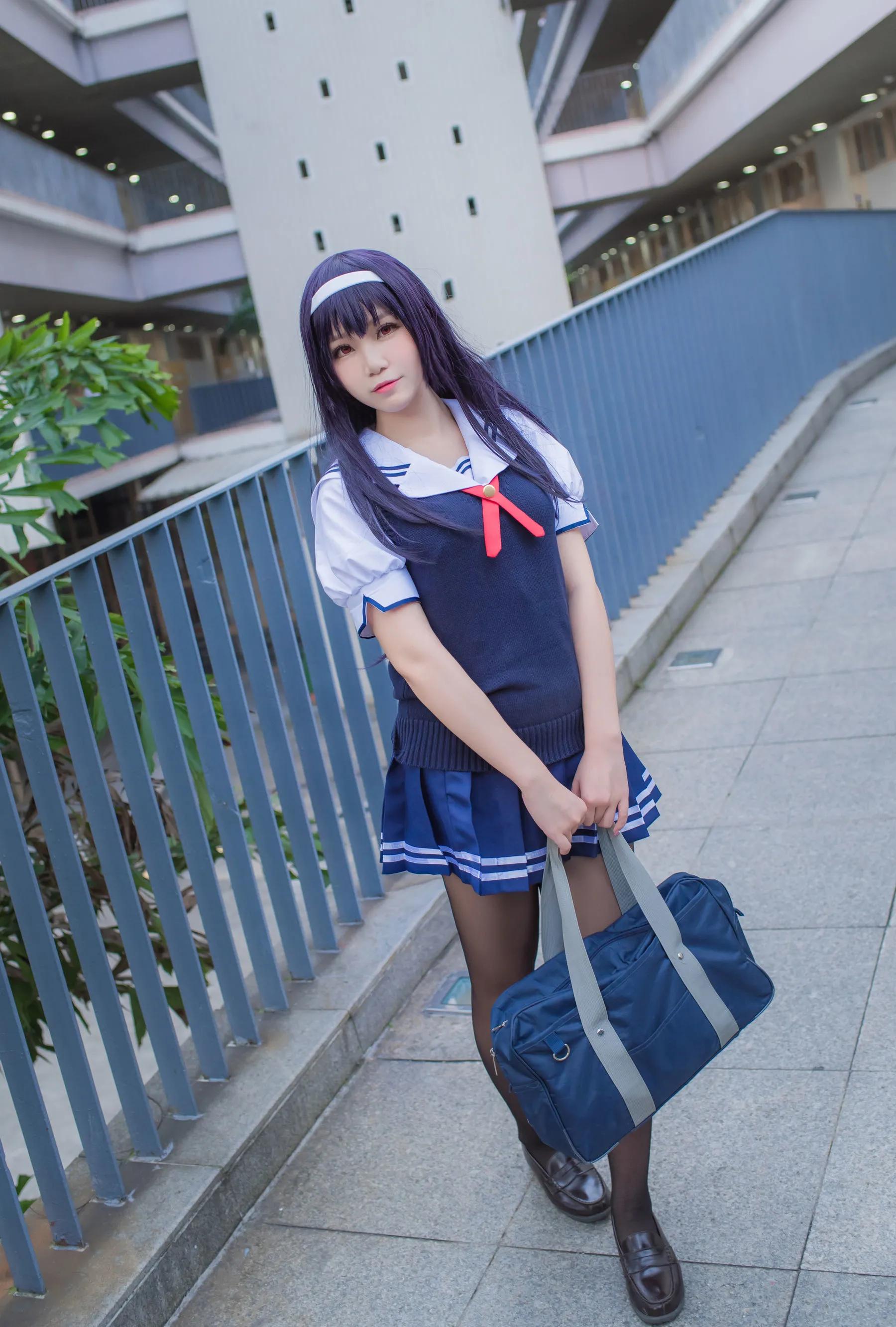 Loli COS Platinum Saki - Black Silk School Uniform - iNEWS