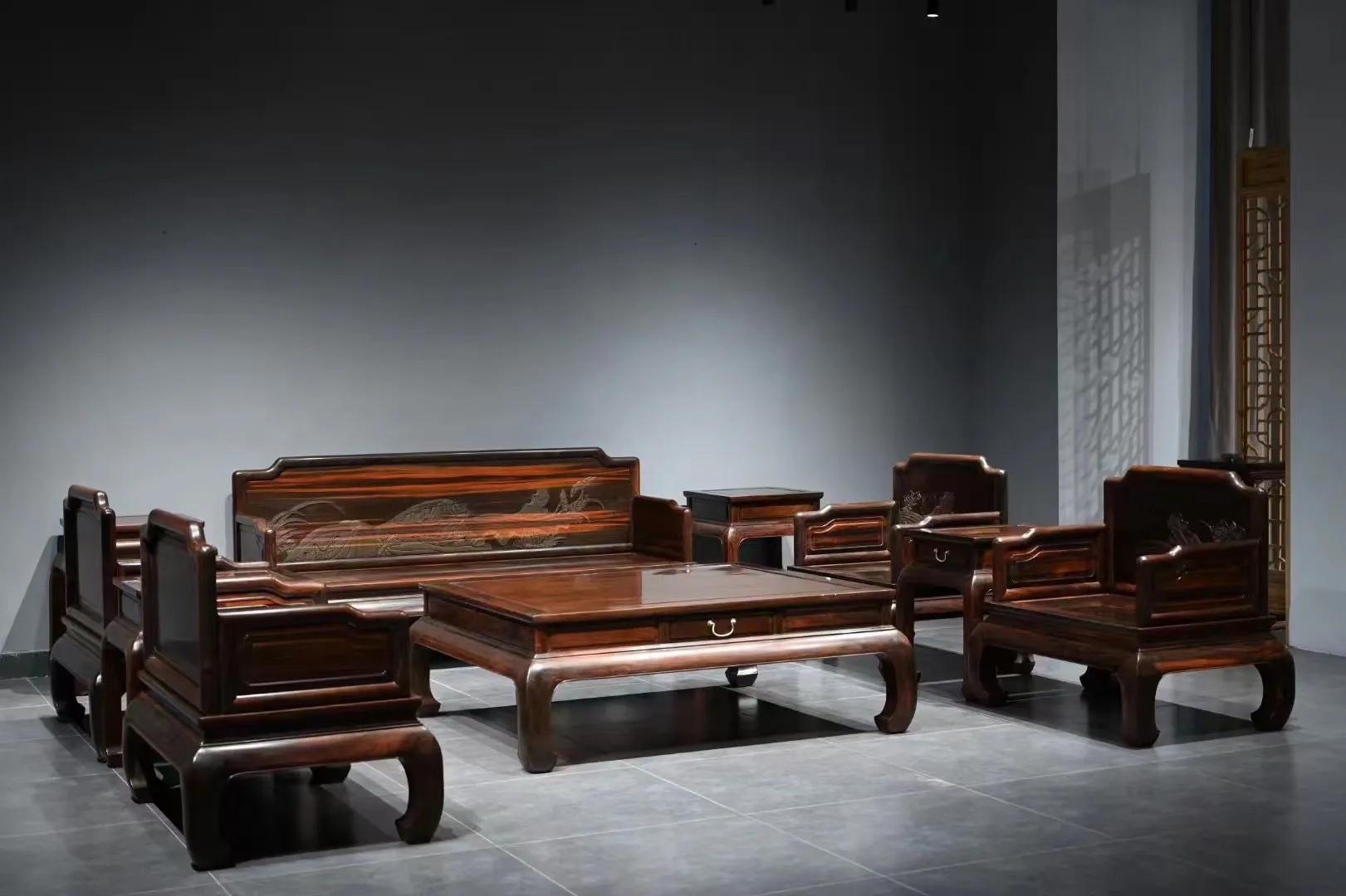 Big red rosewood boutique lotus sofa 13-piece set - iNEWS