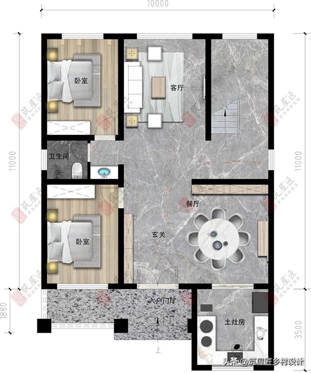 This 128-square-meter simple European villa with a super-large viewing ...