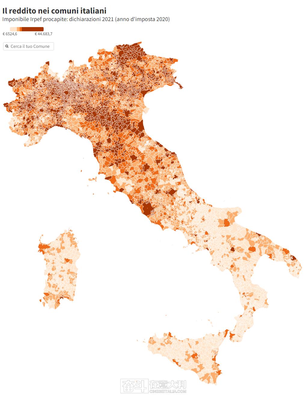 The average annual income of Italian cities is released to see if there ...