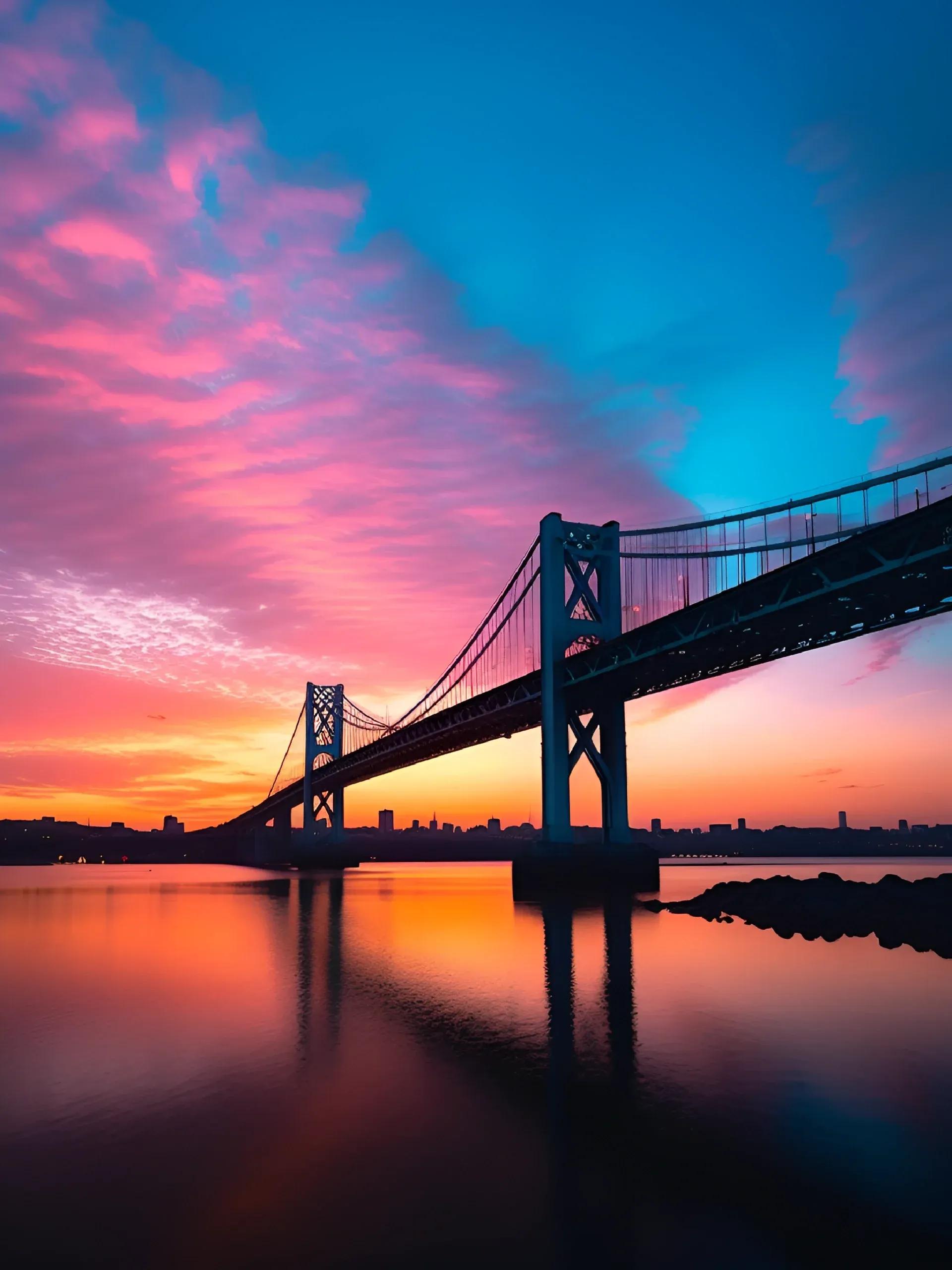 Record the sunset scenery of the bridge - iMedia