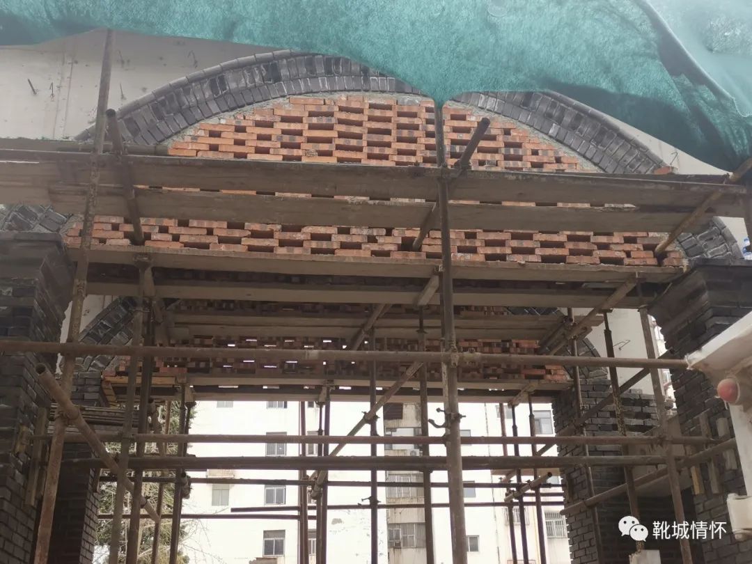 Construction is underway at the gate of the former site of the Zhili ...