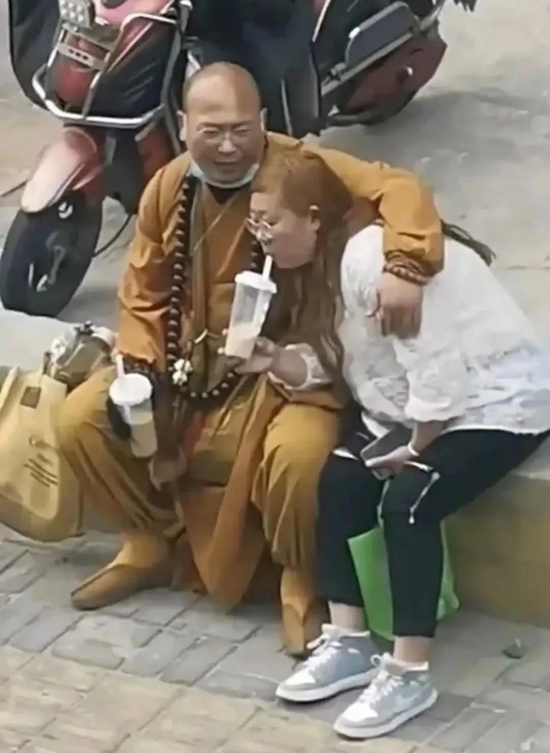 The monk hugged women on the street and drank milk tea and joked. The ...