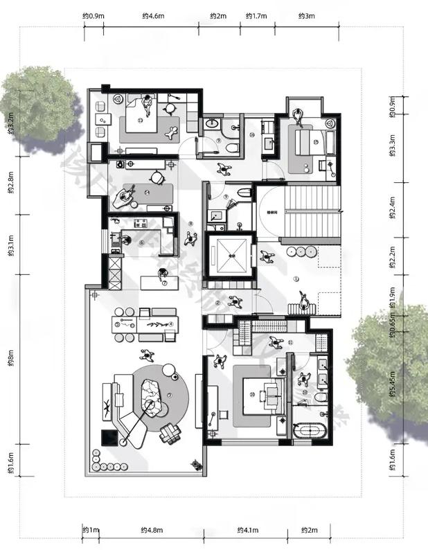 The elegant apartment of 199 square meters is indeed very individual ...