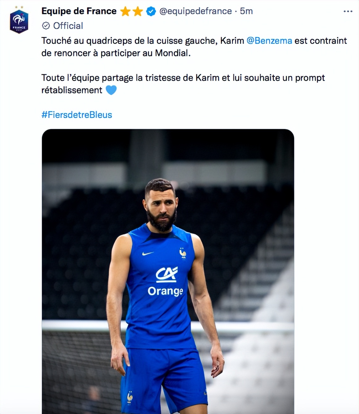 Accident!Benzema suffers no confrontation and injury in training ...