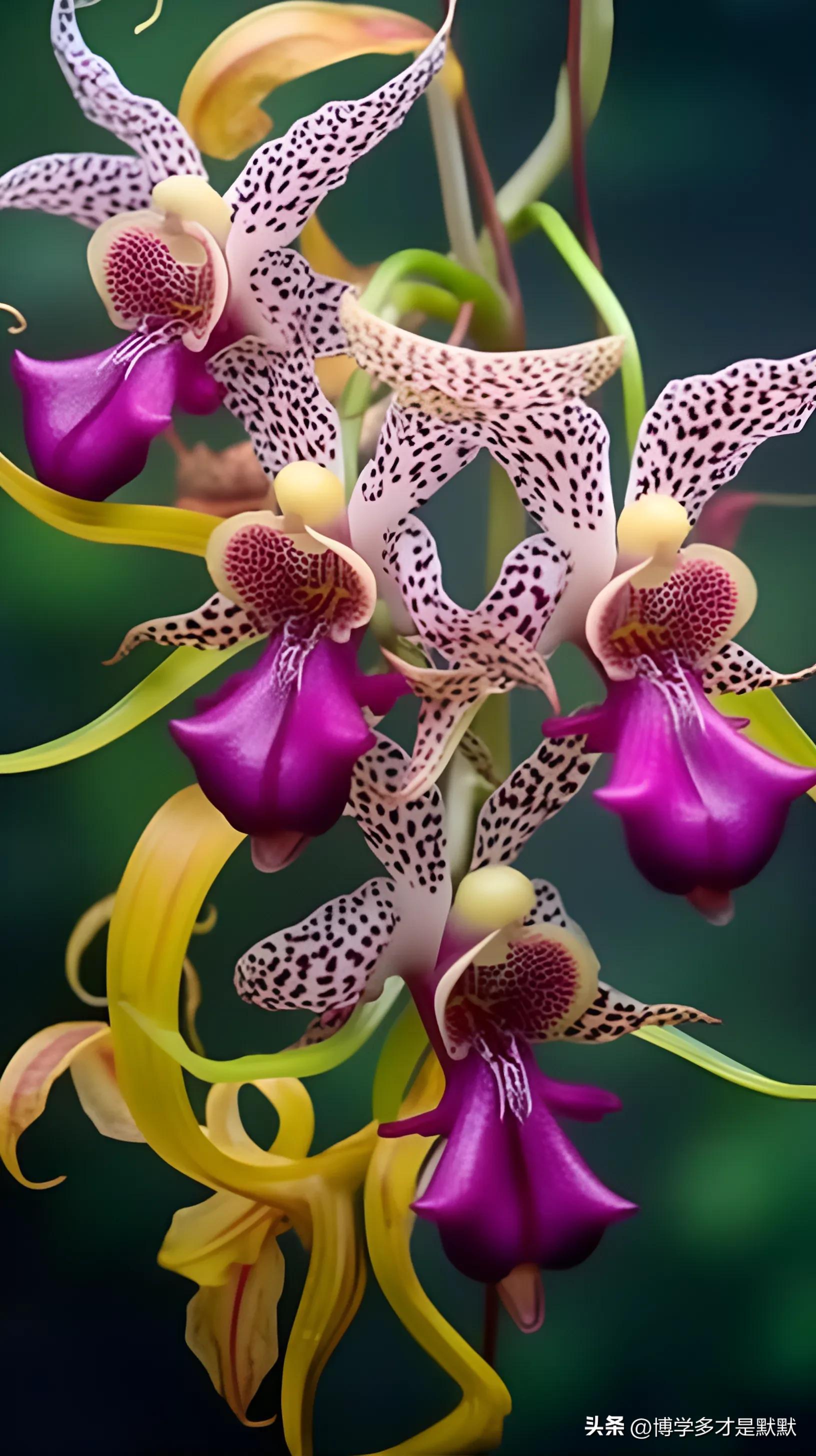 Fox-patterned orchid with exotic flowers and plants - iMedia