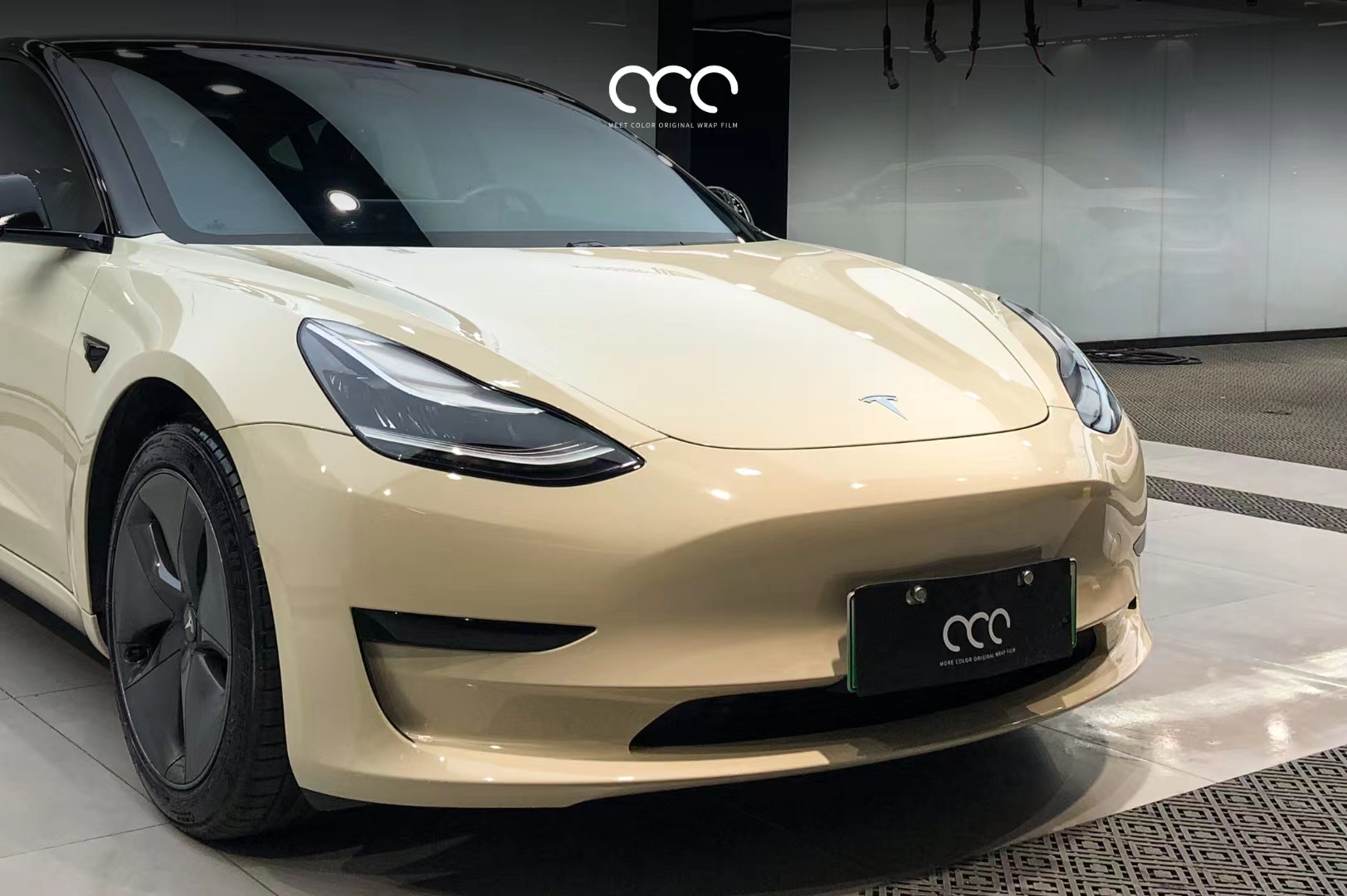 Tesla MODEL 3 Diffuse color change film super bright PET desert yellow ...