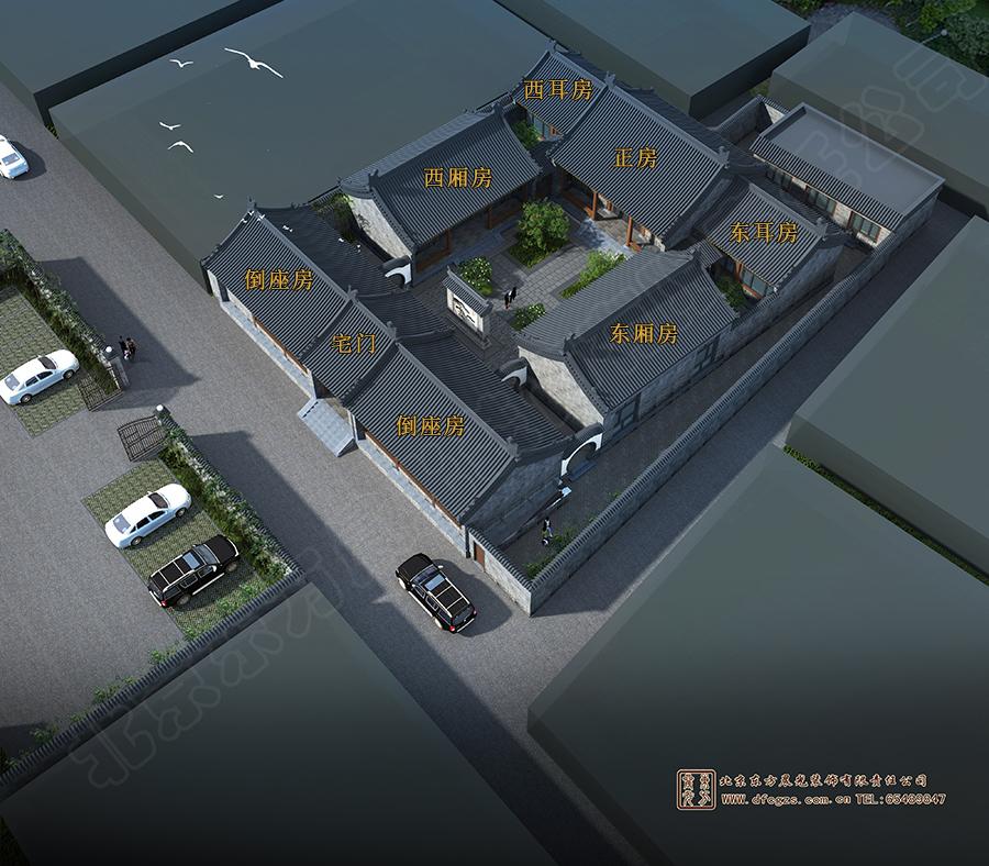 The basic layout of Beijing quadrangle courtyard (first entry courtyard ...