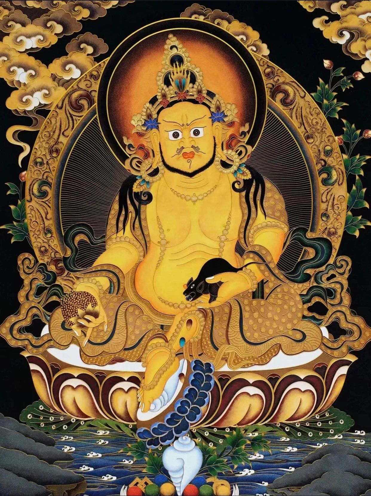 Yellow God of Wealth thangka atlas collection, fortune map collection ...