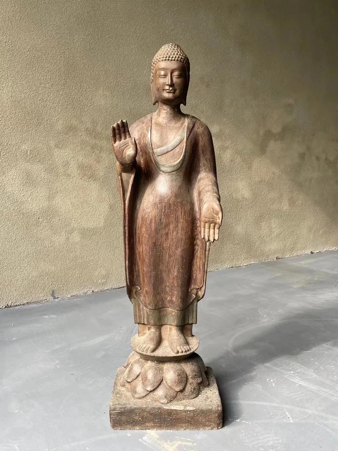 Sakyamuni standing Buddha Buddha open face dignified face with smile ...