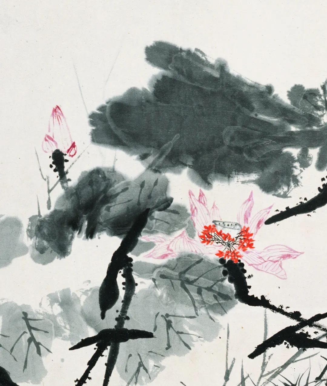 Pan Tianshou's painting of lotus: using a pen like an axe, seeking ...