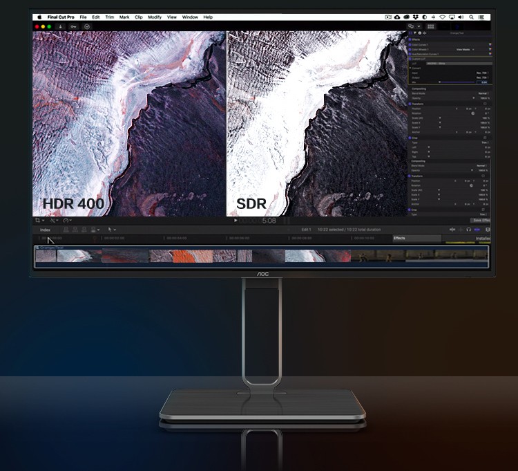 AOC Q27U2D monitor, precise design and efficient editing, you can see extraordinary frame by ...