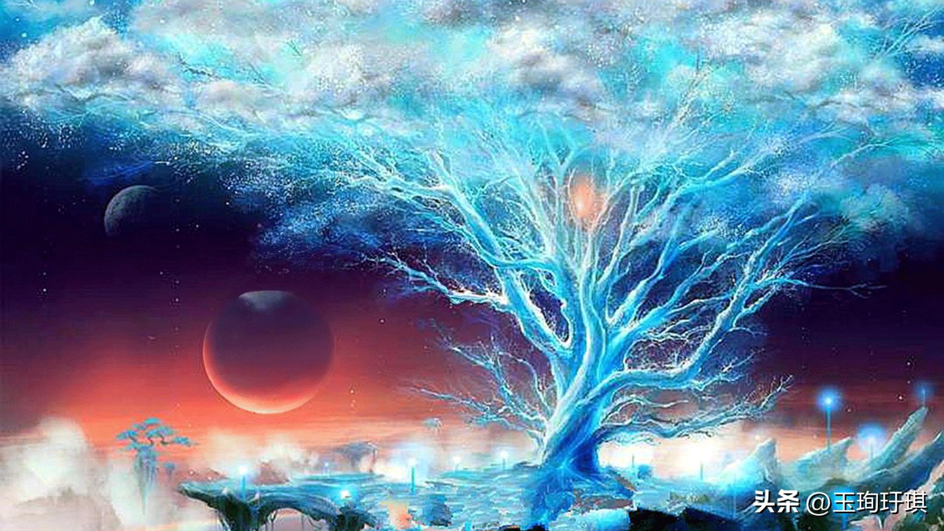 The magical sacred trees depicted in "Shan Hai Jing", such as the Pangu ...