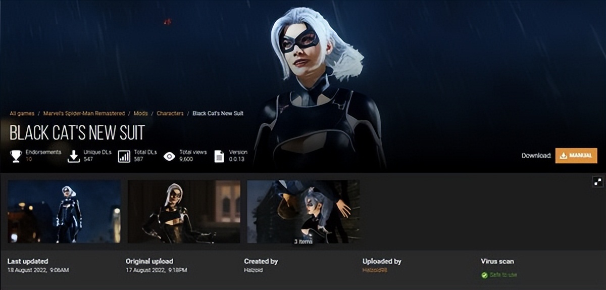 "Marvel's Spider-Man: Remastered Edition" Black Cat "New Clothes" Mod ...