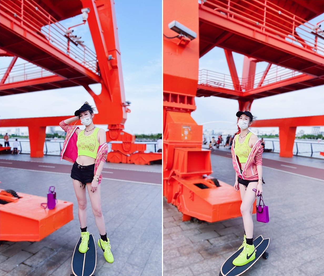 Li Caihua posted photos of skateboarding on the street, wearing a 5,000 ...