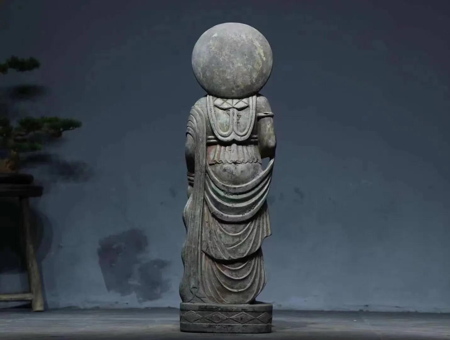 Gandhara Indian Buddha statue, holding a lotus flower, finely carved ...