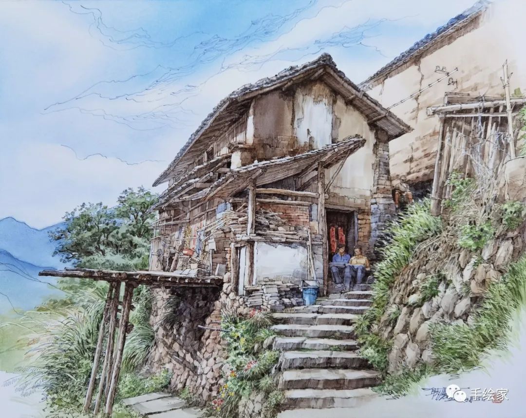 The hand-painted pen architecture, the perspective drawing is "enough", the strokes are ...