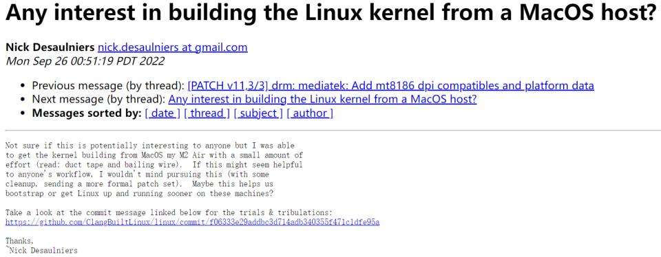 Google Linux kernel developers compile ARM64 Linux kernel with macOS - iNEWS