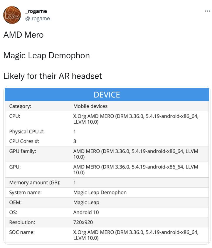 AMD enters Android?APU codenamed "Mero" is testing AR devices running ...
