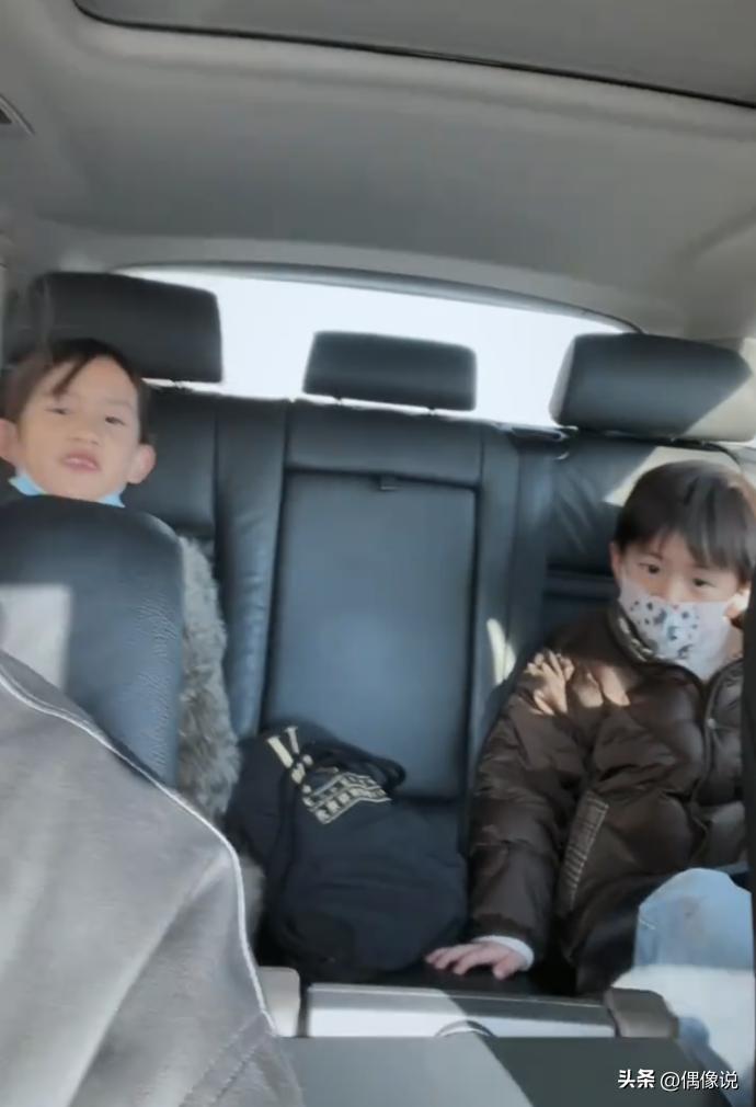 Sun Li drove her three children on the ice, new car model attention ...