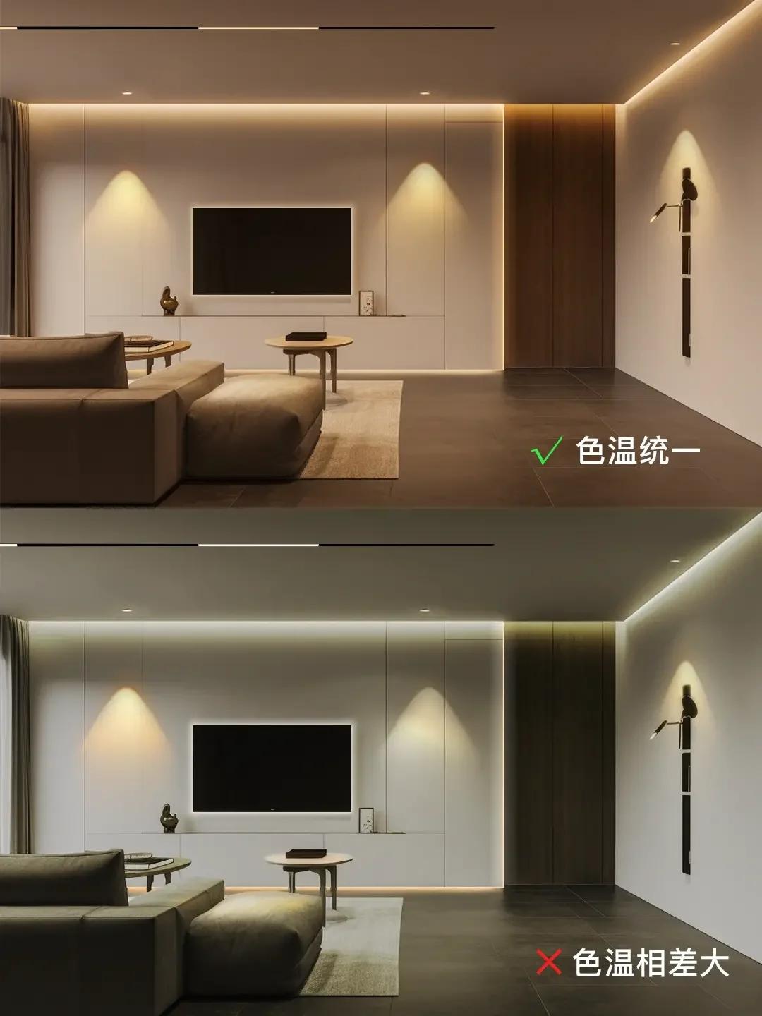 The color temperature of the lamps is selected correctly, and the home ...