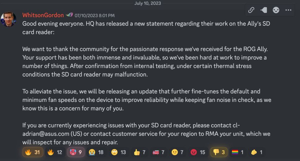 ASUS ROG Ally seriously overturned! The location of the card reader is ...