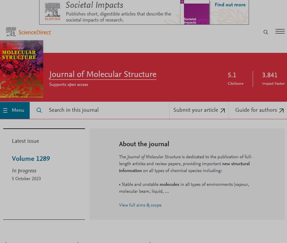 J MOL STRUCT impact factor, how many districts, is it an early warning ...