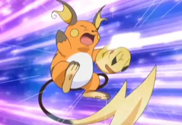 Another confrontation between Pikachu and Raichu in "Pokémon", once ...