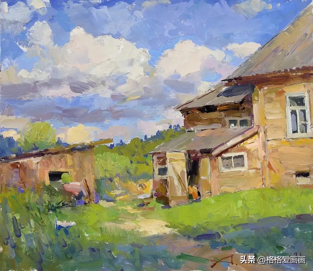 Realistic, impressionist Russian landscape oil painting, beautiful and ...