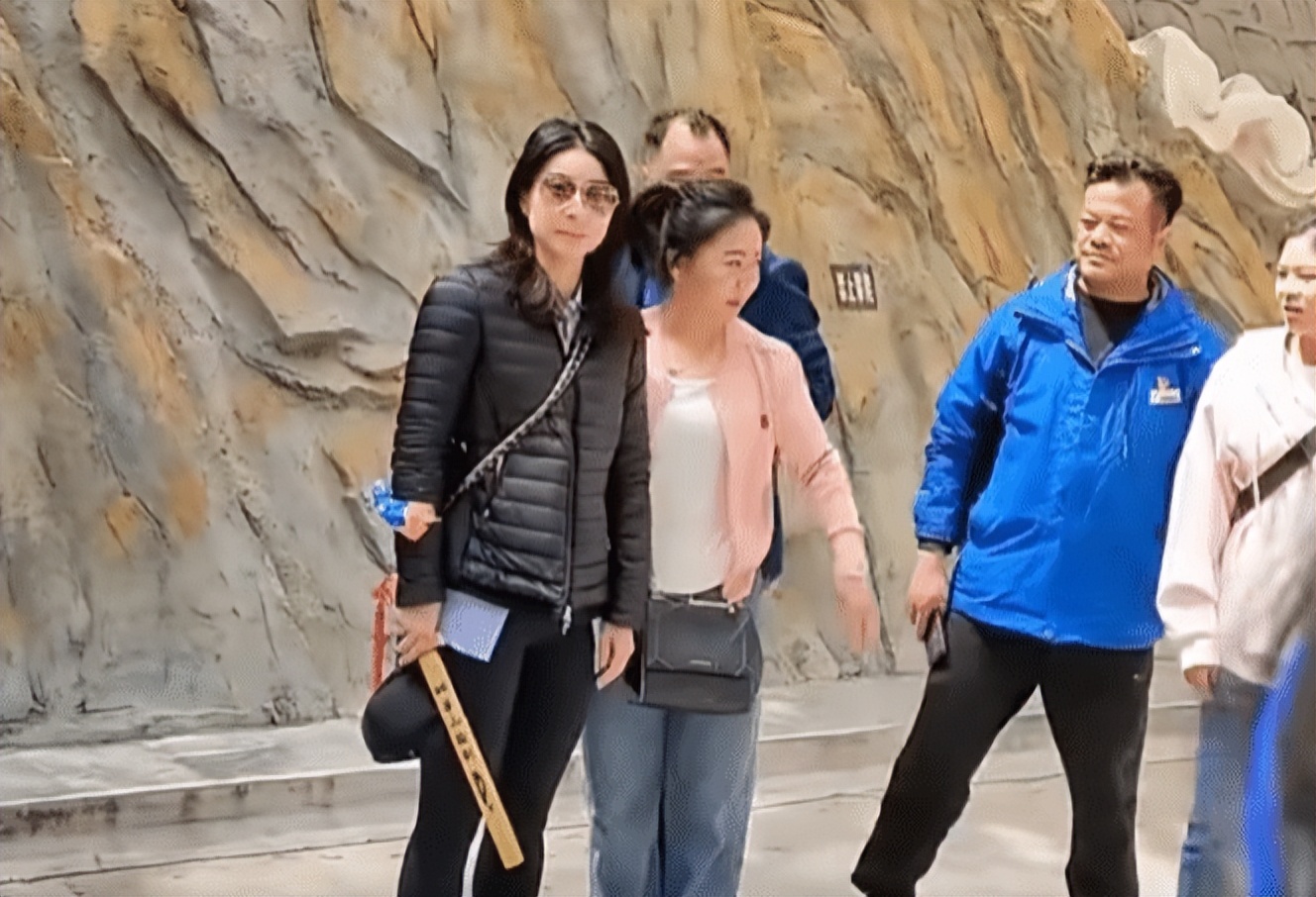 Guo Jingjing traveled to Mount Huashan in black down, and was presented ...