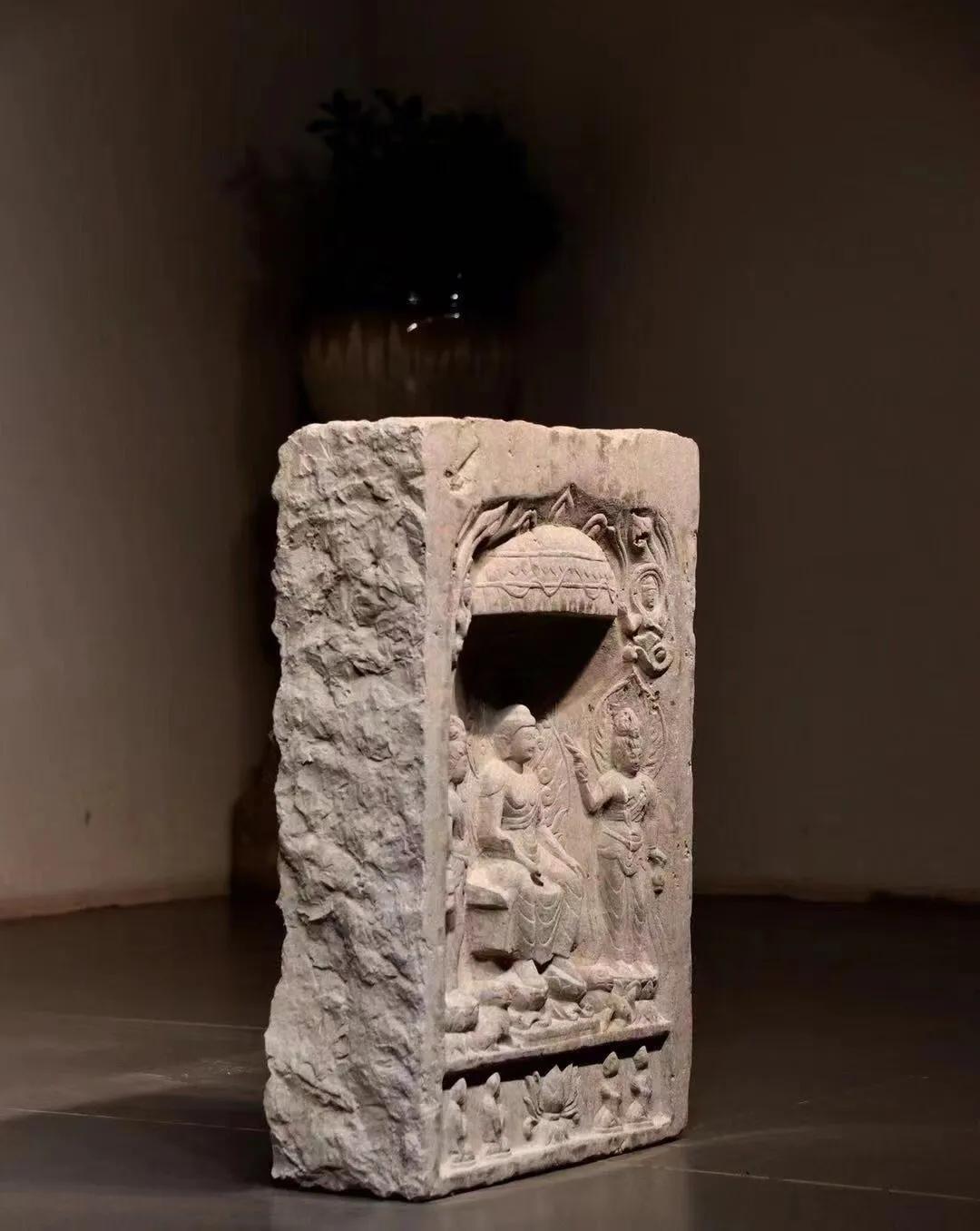 One Buddha and Two Bodhisattva niches, the bluestone carving is fine ...