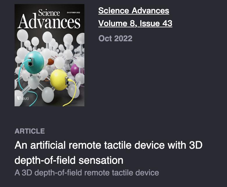 Science publication: 3D depth perception with flexible tactile ...