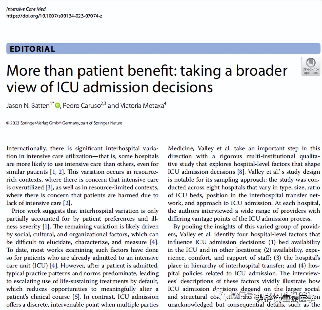 More than just patient benefits: A broader view of ICU admission ...