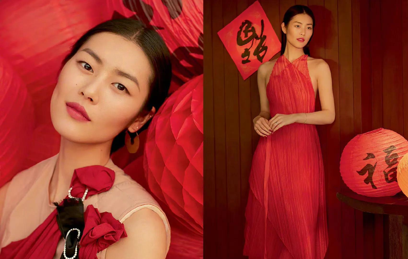 Liu Wen Red dress lace dress is too beautiful, supermodel body is too ...