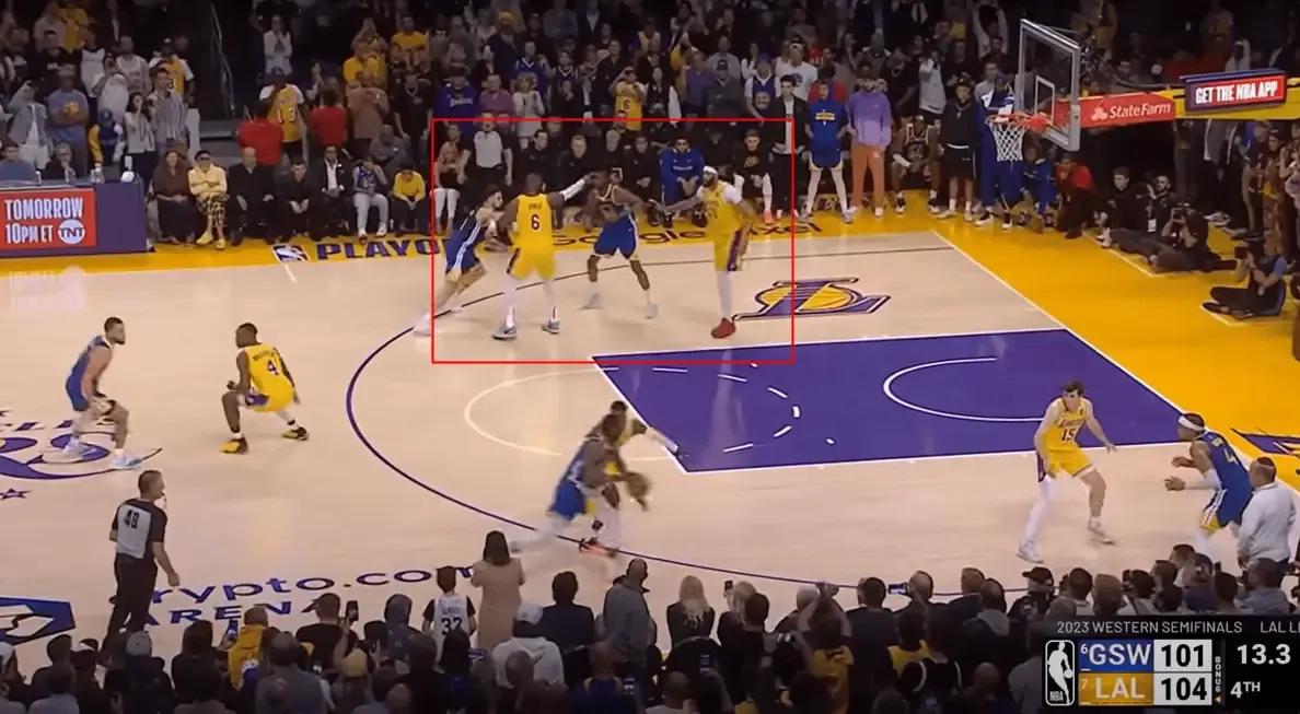 James broke the Warriors' defense and let Davis defend the corner for a ...