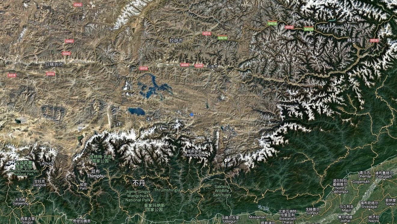 The satellite map of the conflict site of Tawang, China and India is ...