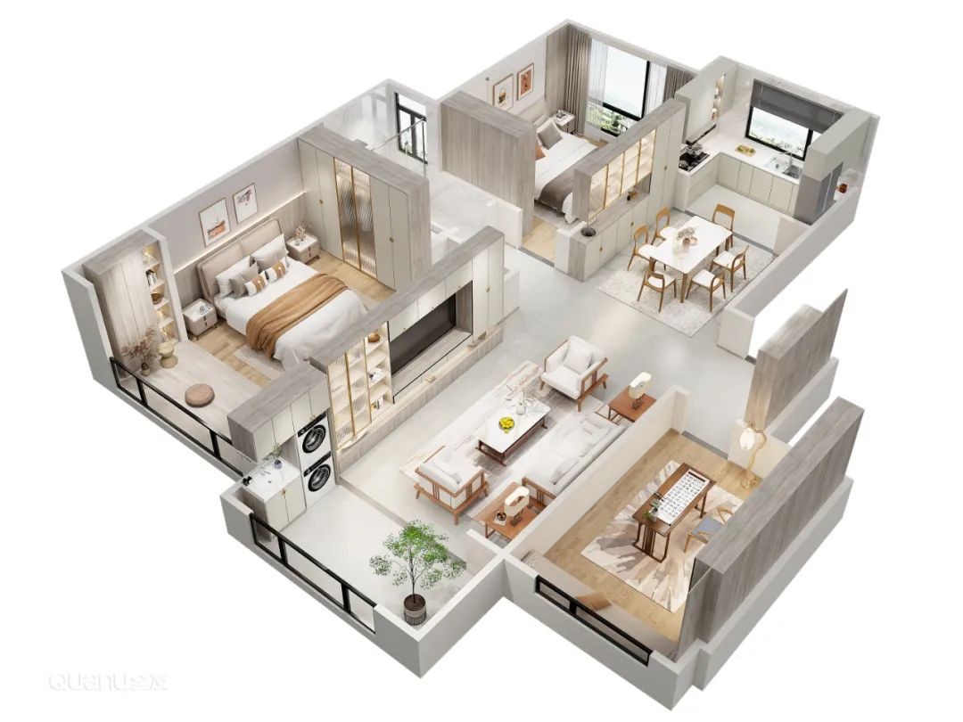 The collision of new Chinese style and light luxury style, 119 square ...