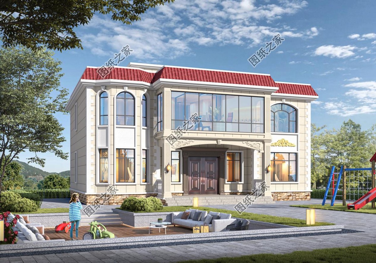 Two-storey European-style villa design, enough for a family, compact ...