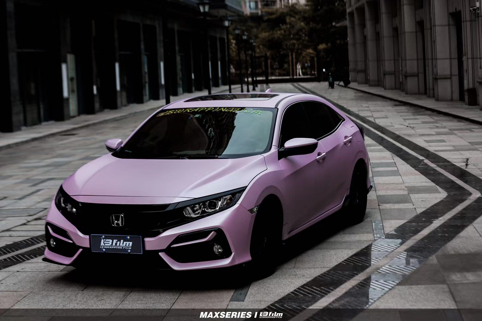 Honda car LB color change film super sub-millennial pink, cute pink ...