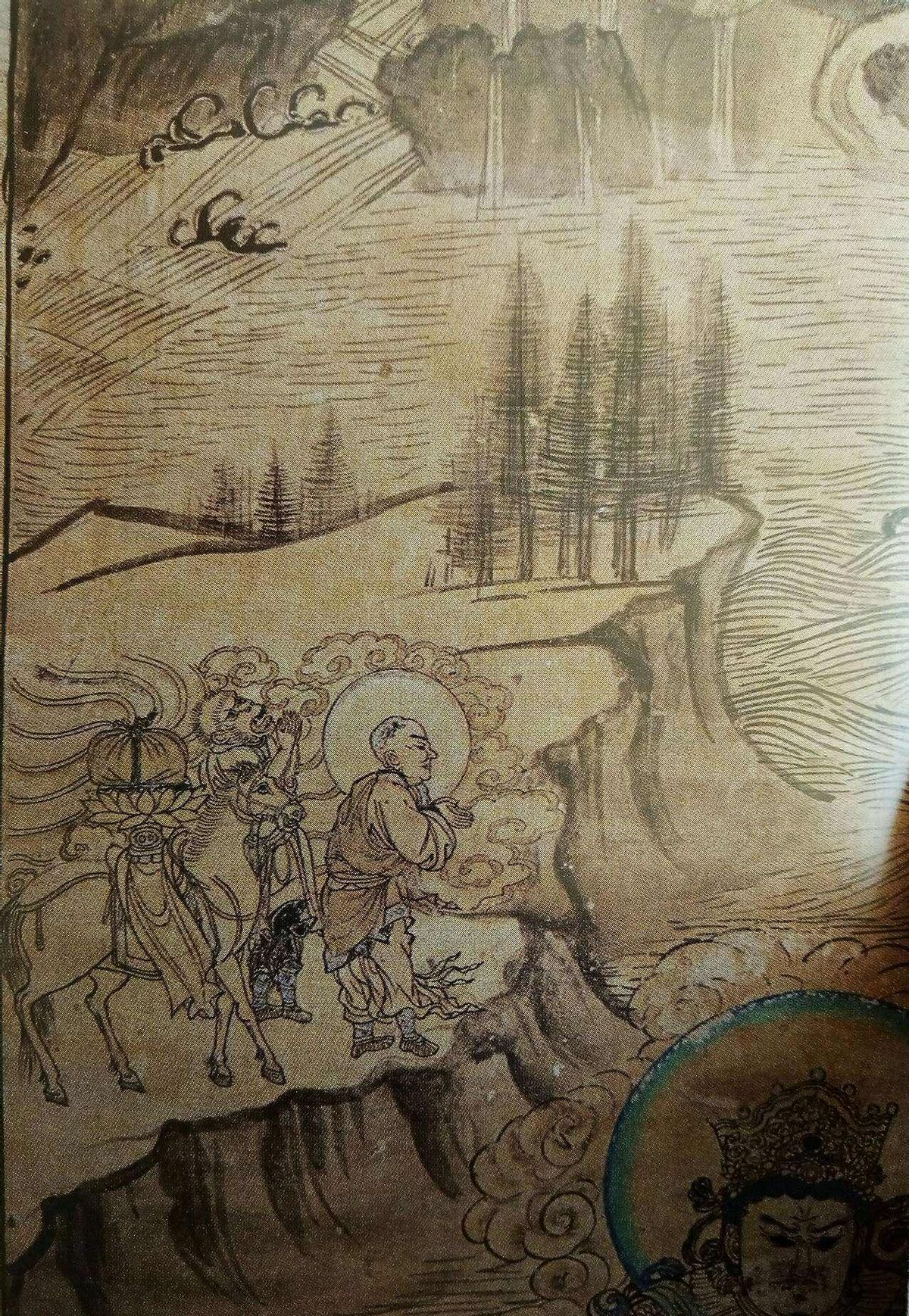 In the 1950s, a mural appeared in Gansu, from which experts discovered ...