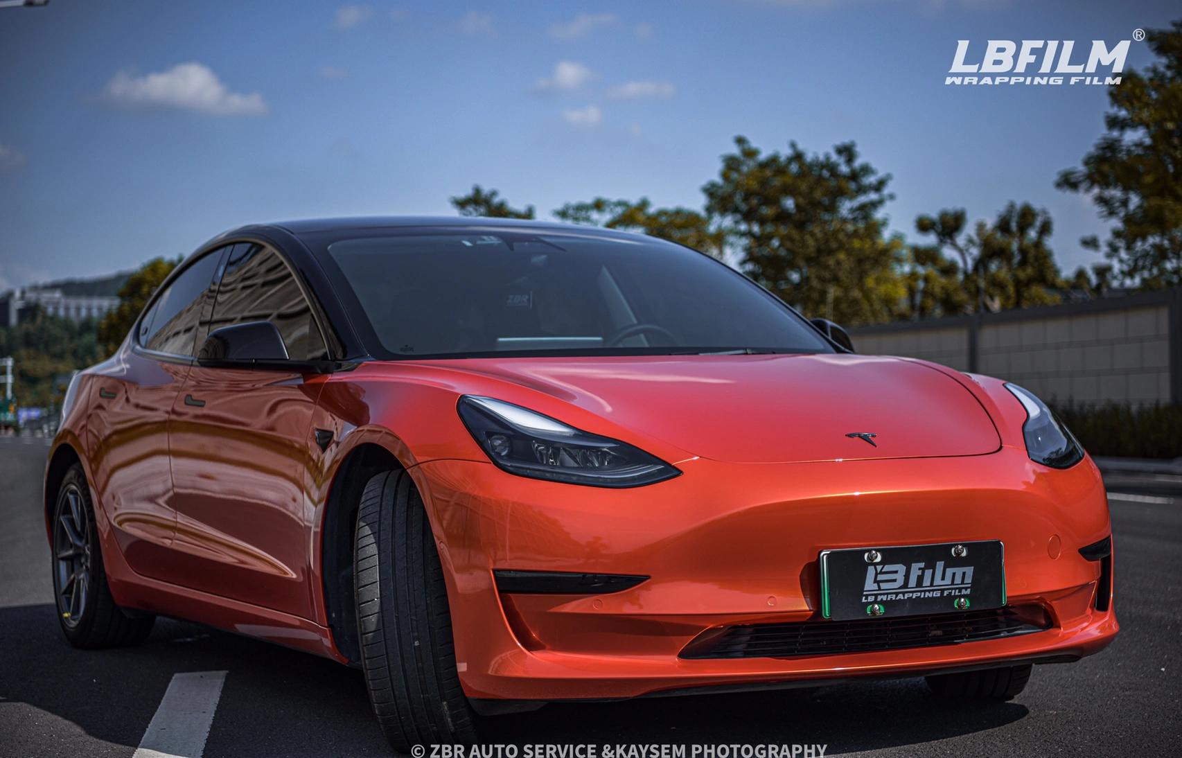 Tesla LB color change film super bright metallic orange, the sunset ...