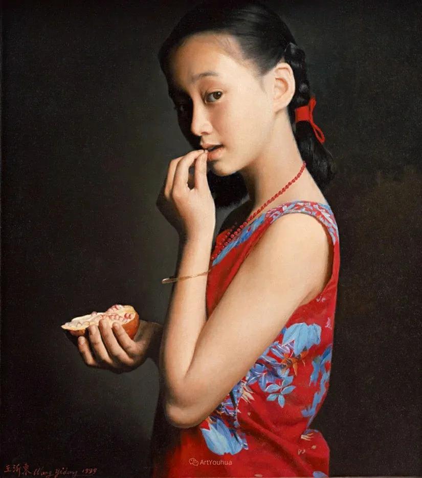 The woman in red in the oil painting, Chinese red shows the most ...
