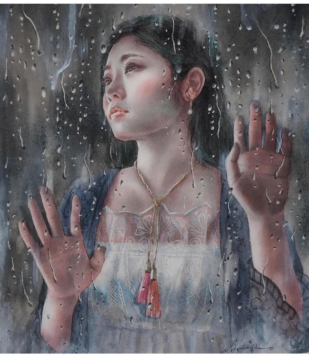 In such a watercolor painting, the foreshadowing of the scene ...