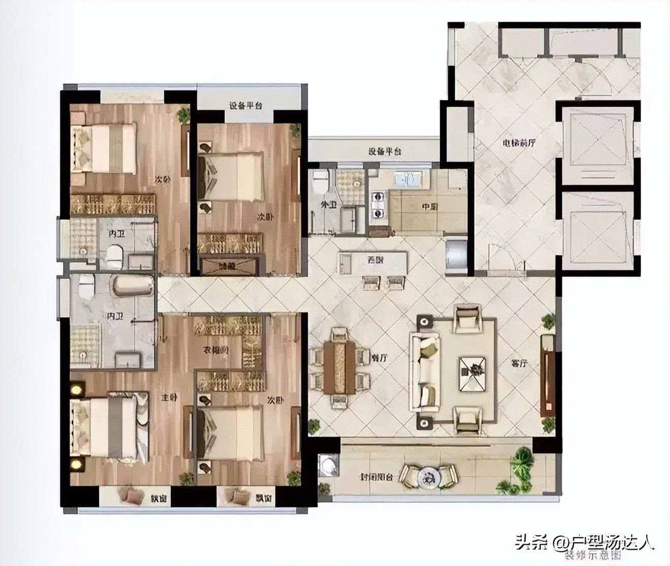 198 square meters is an improved four-bedroom with a sense of comfort ...