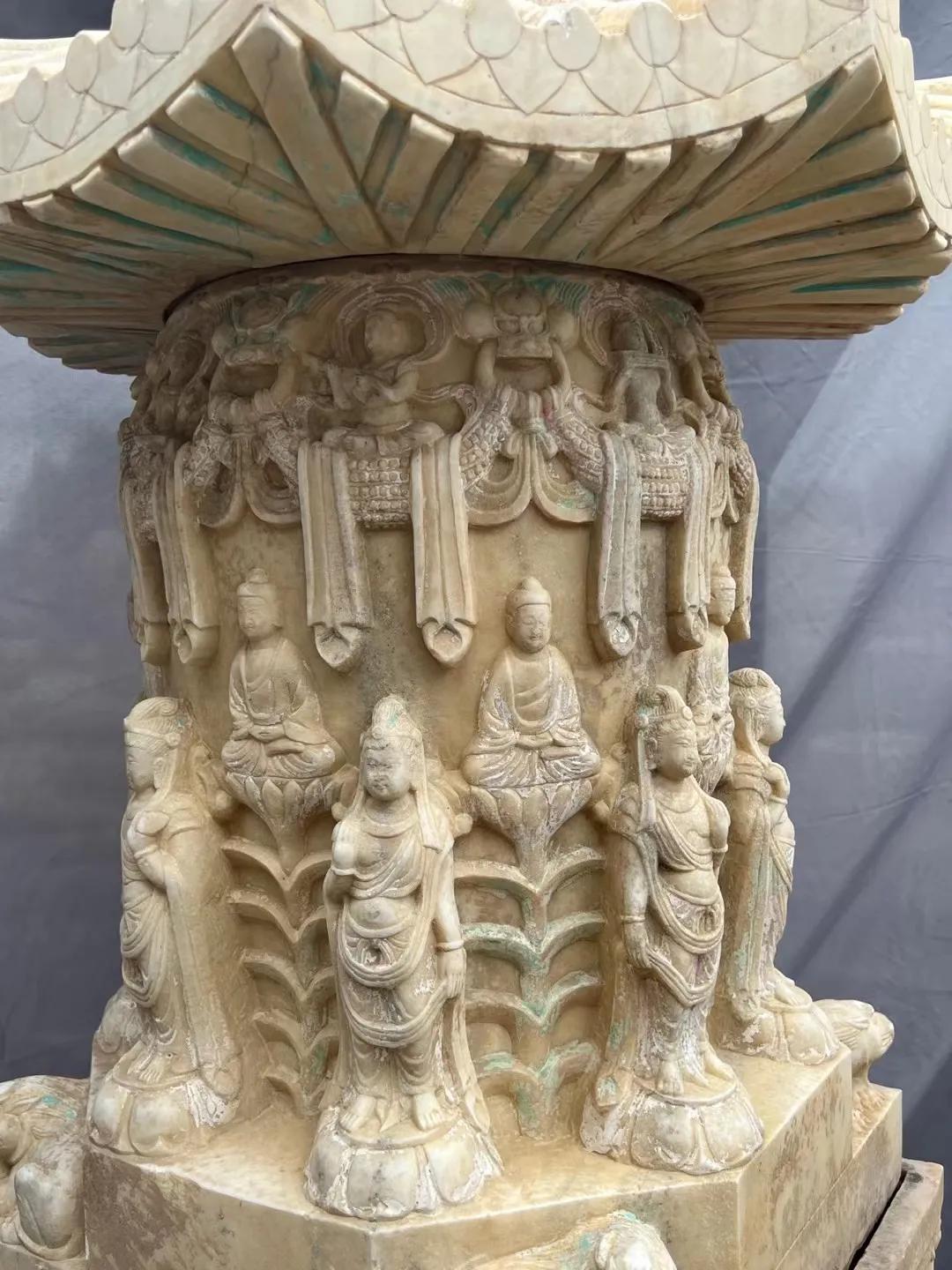 White marble painted relic stupa - iNEWS