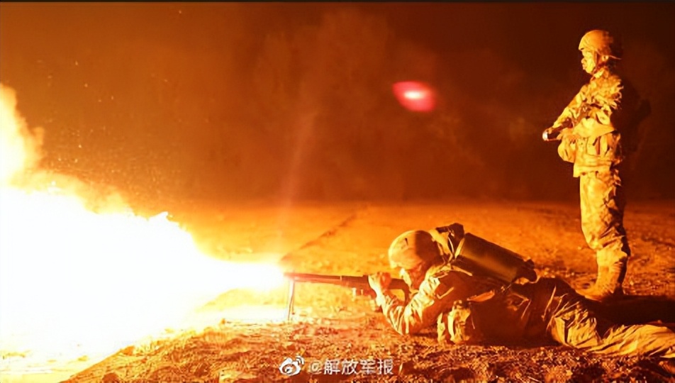 Multi-angle direct attack fire-breathing soldiers at night actual ...