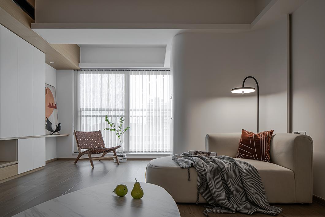 130㎡ modern log style, arc-shaped corner + arc sofa, interesting and ...