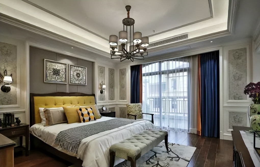 American style bedroom decoration color matching, let you experience ...
